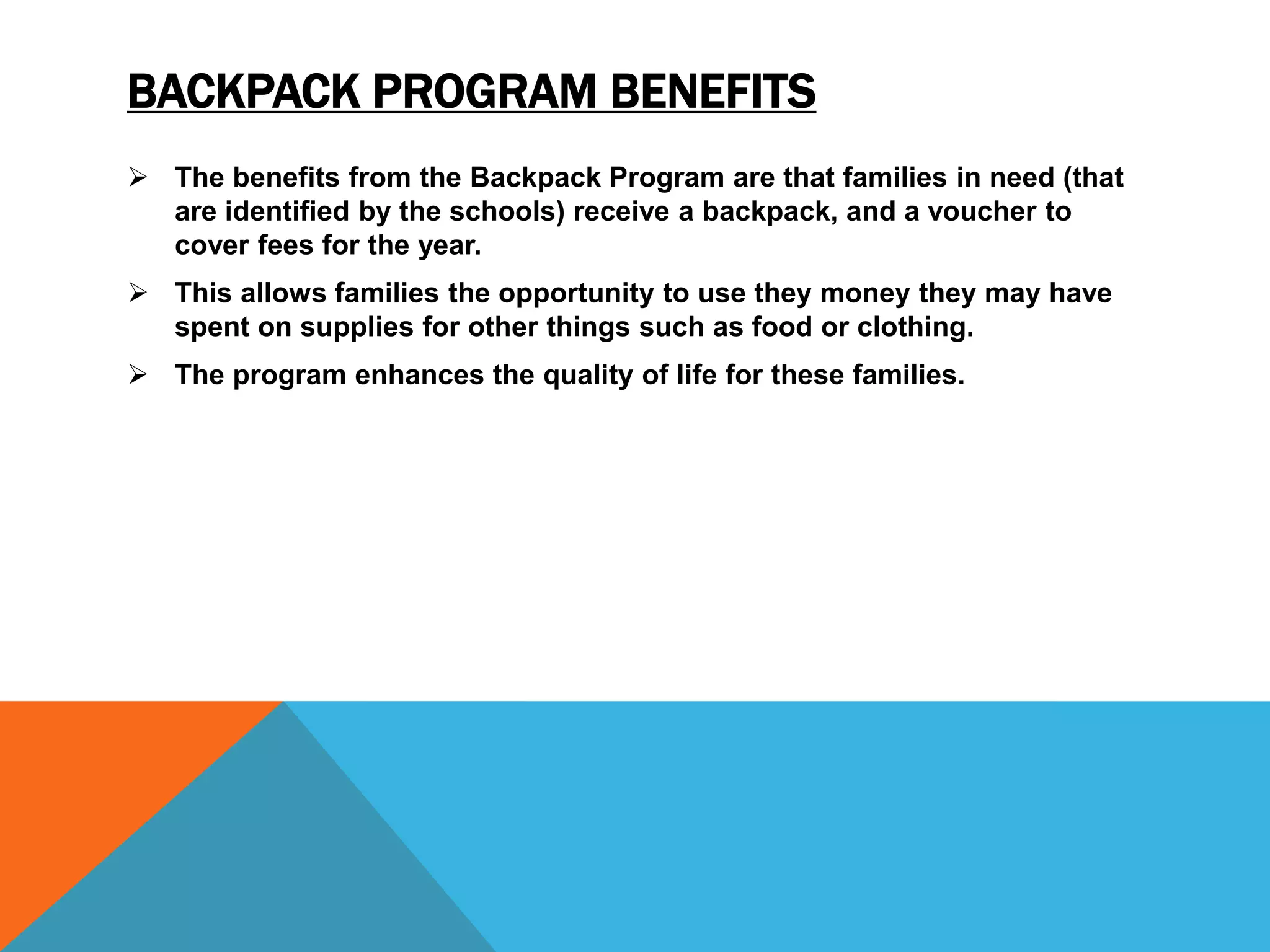 Backpack program benefits | PPT