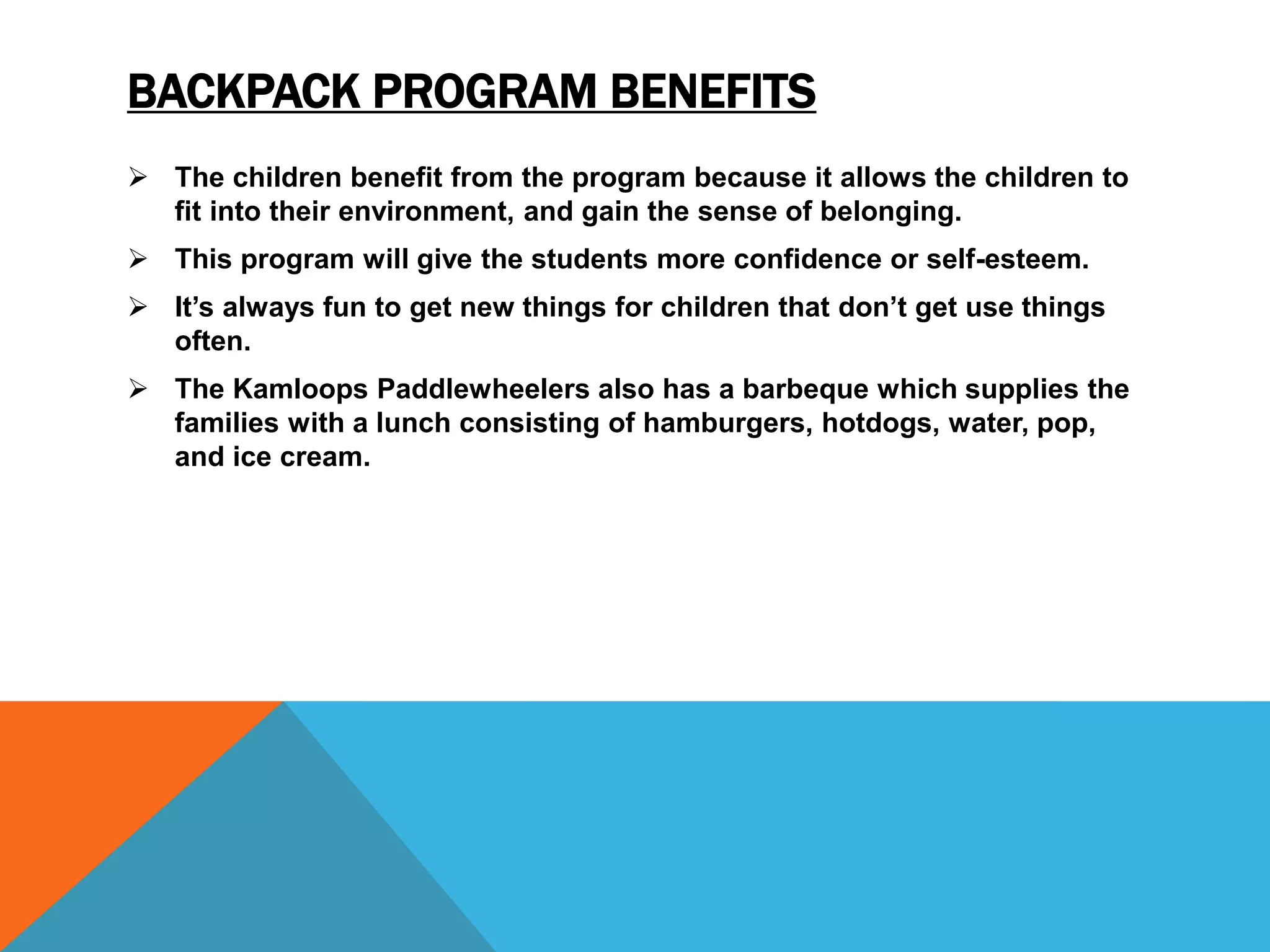 Backpack program benefits | PPT