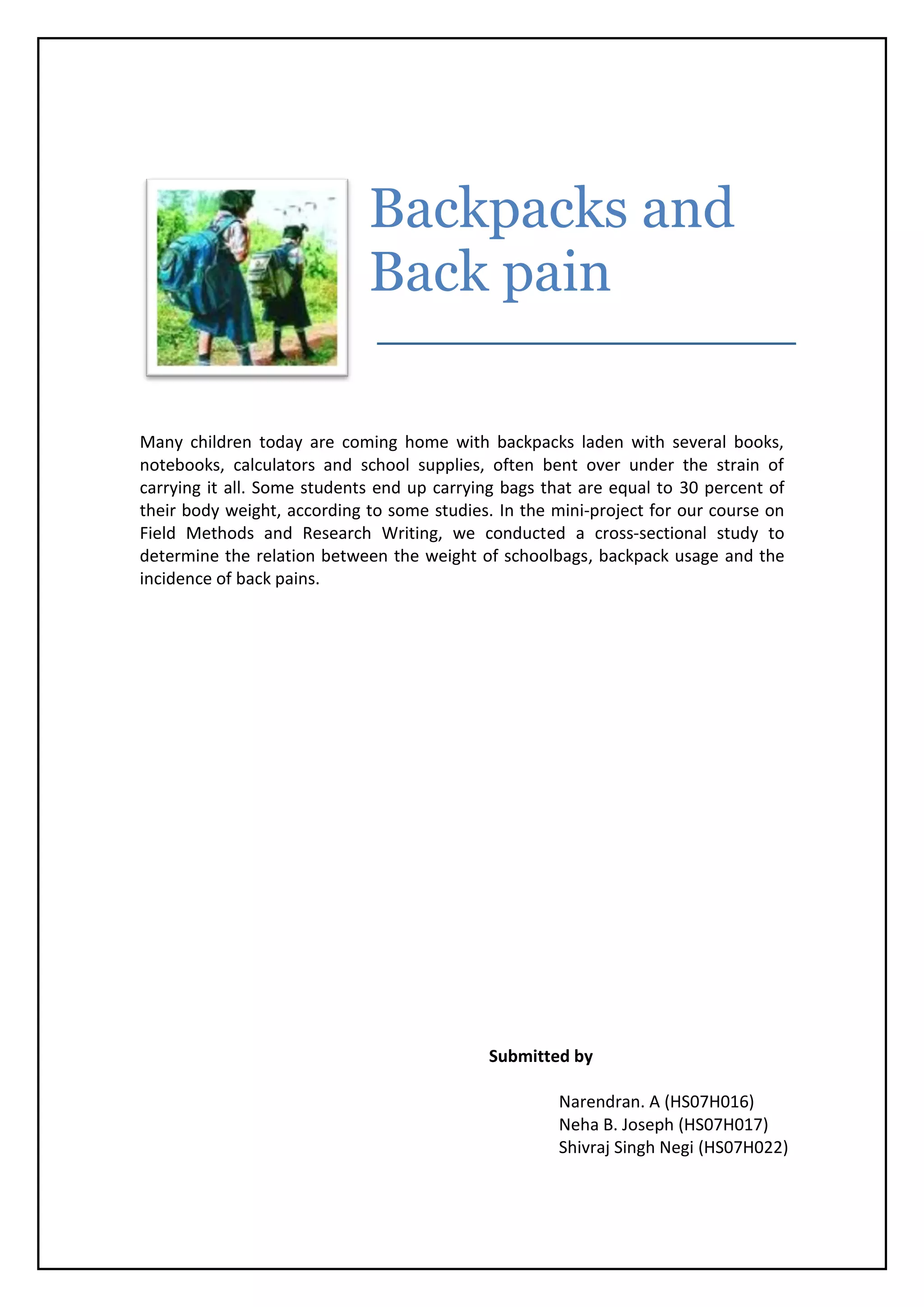 Backpacks and back pain | PDF