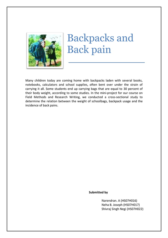 Backpacks and back pain | PDF