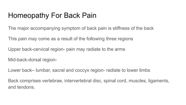 Homeopathy for Back Pain | PPT