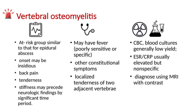 Back pain emergency | myelopathy | radiculopathy | | PPT