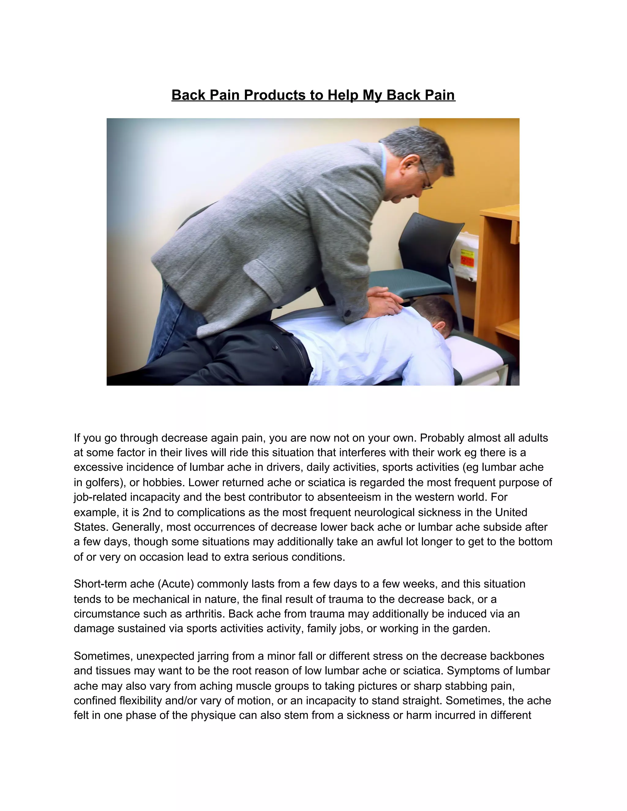 Back Pain Products Guide for Relief | PDF