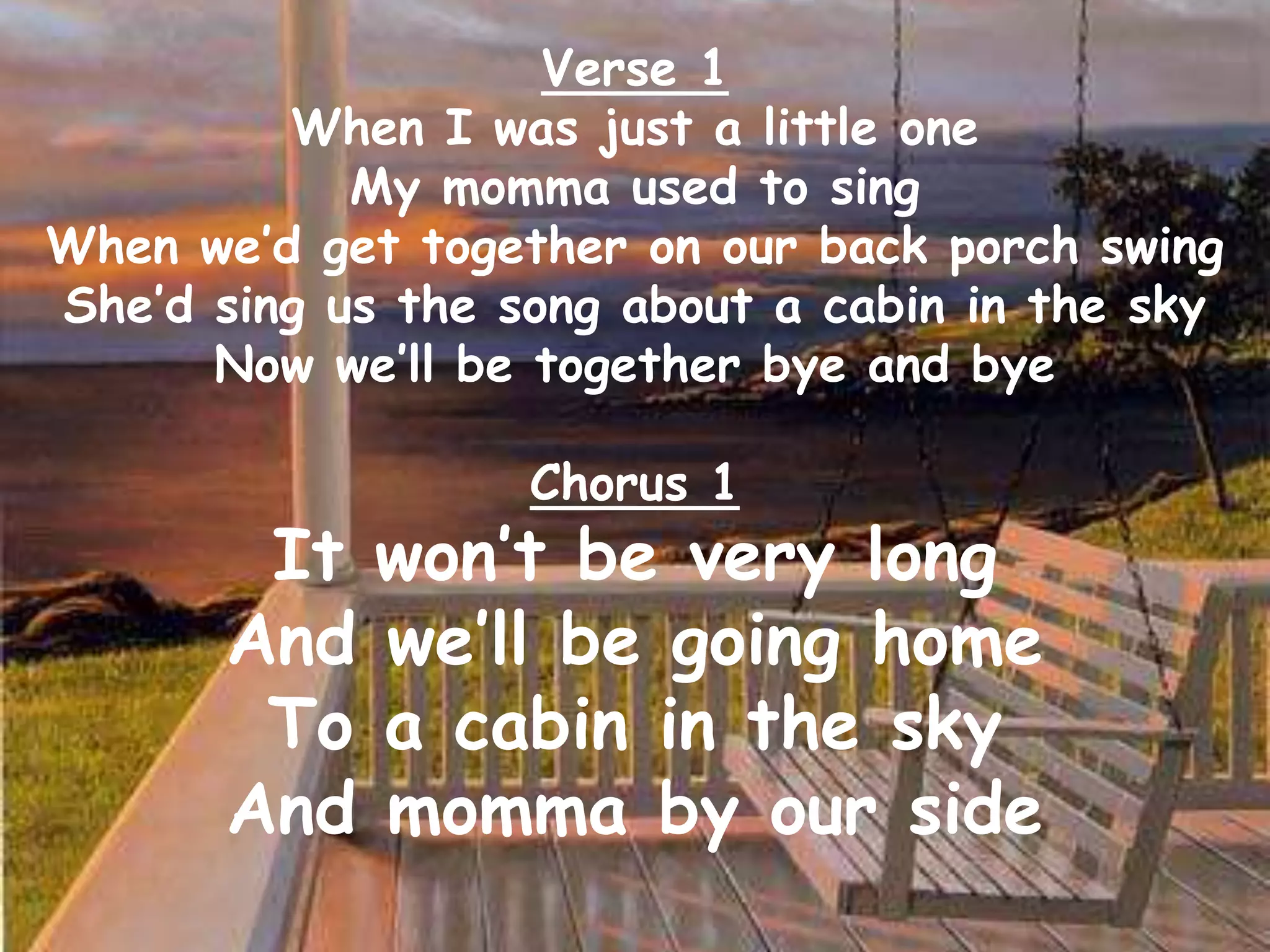 Back porch swing Lyndell Martin song music spiritual inspirational in…