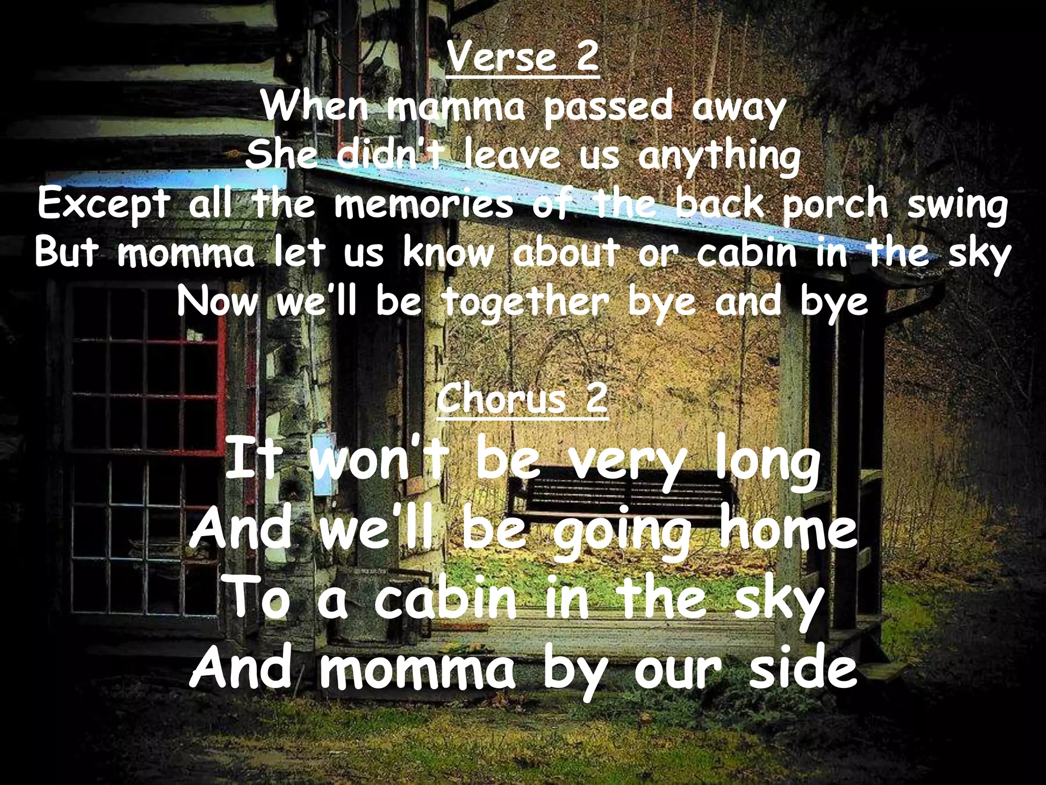 Back porch swing Lyndell Martin song music spiritual inspirational in…