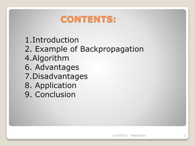 Backpropagation algo | PPTX