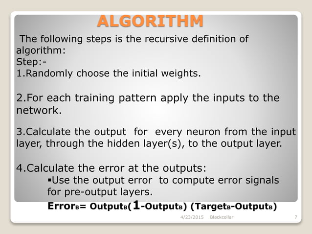 Backpropagation algo | PPT | Free Download