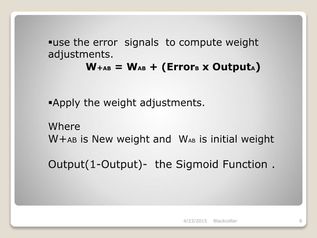 Backpropagation algo | PPTX