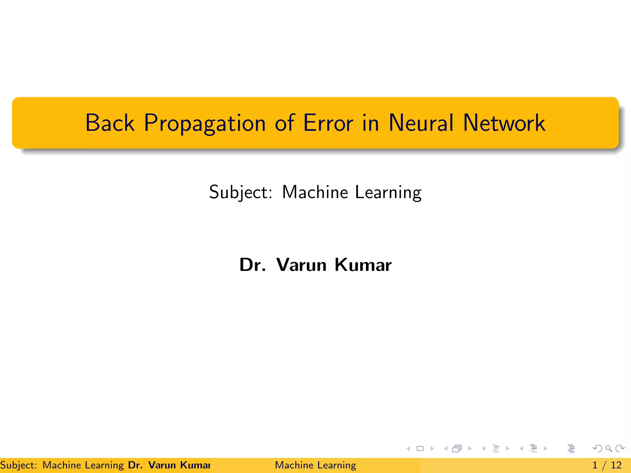 Back Propagation in Deep Neural Network | PPT