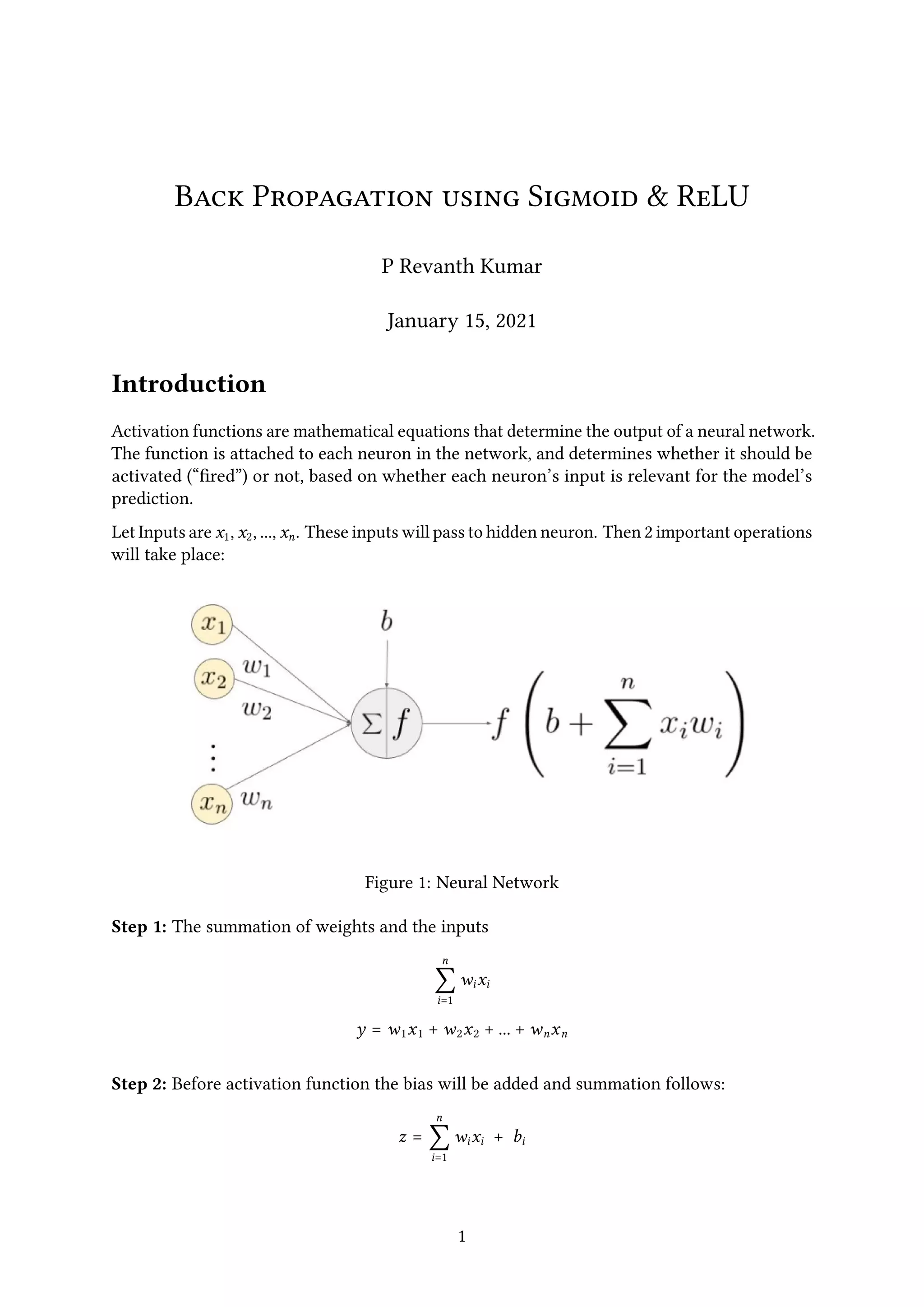 Back Propagation Using Sigmoid And Relu Function Pdf 4040