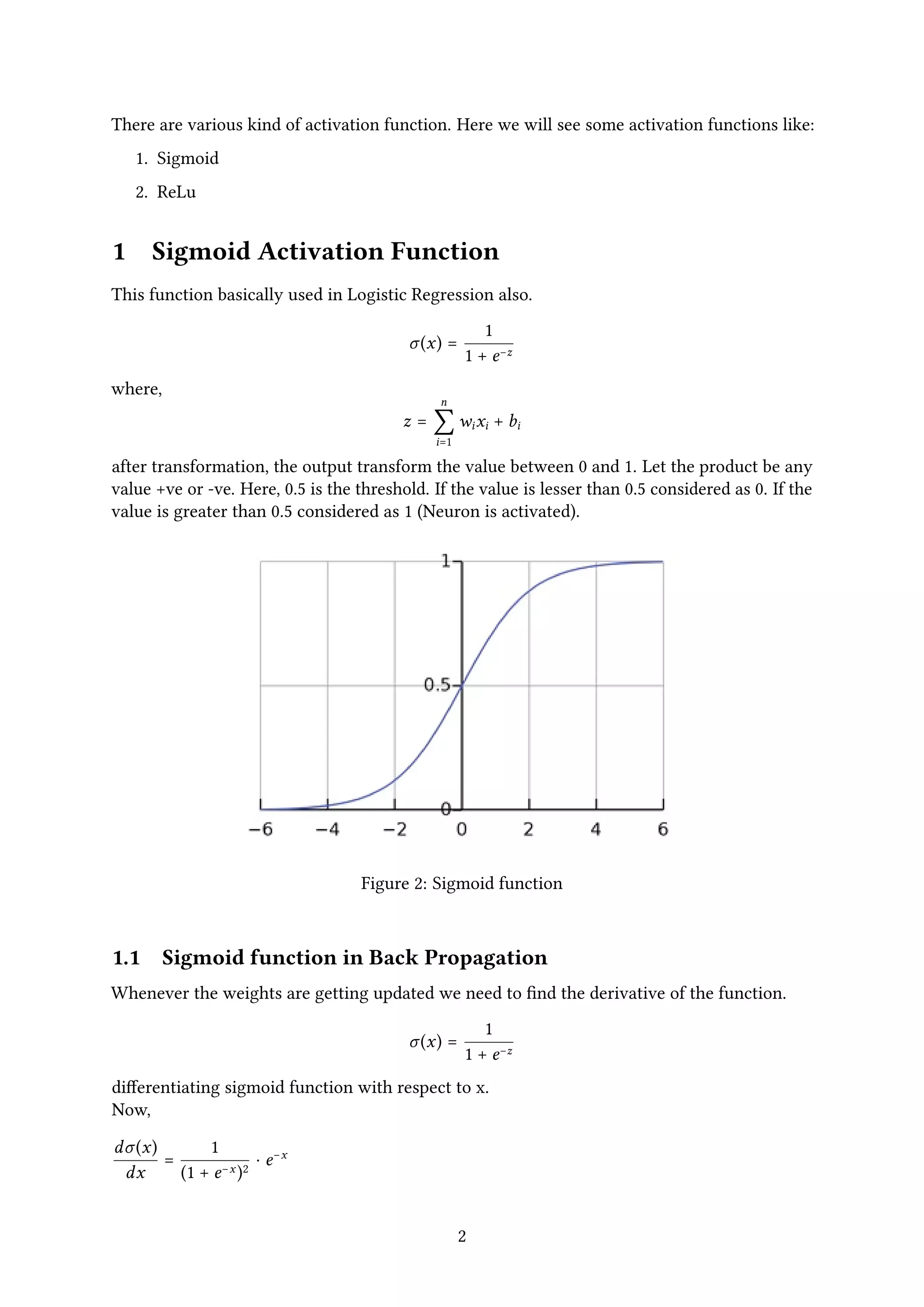 Back Propagation Using Sigmoid And Relu Function Pdf