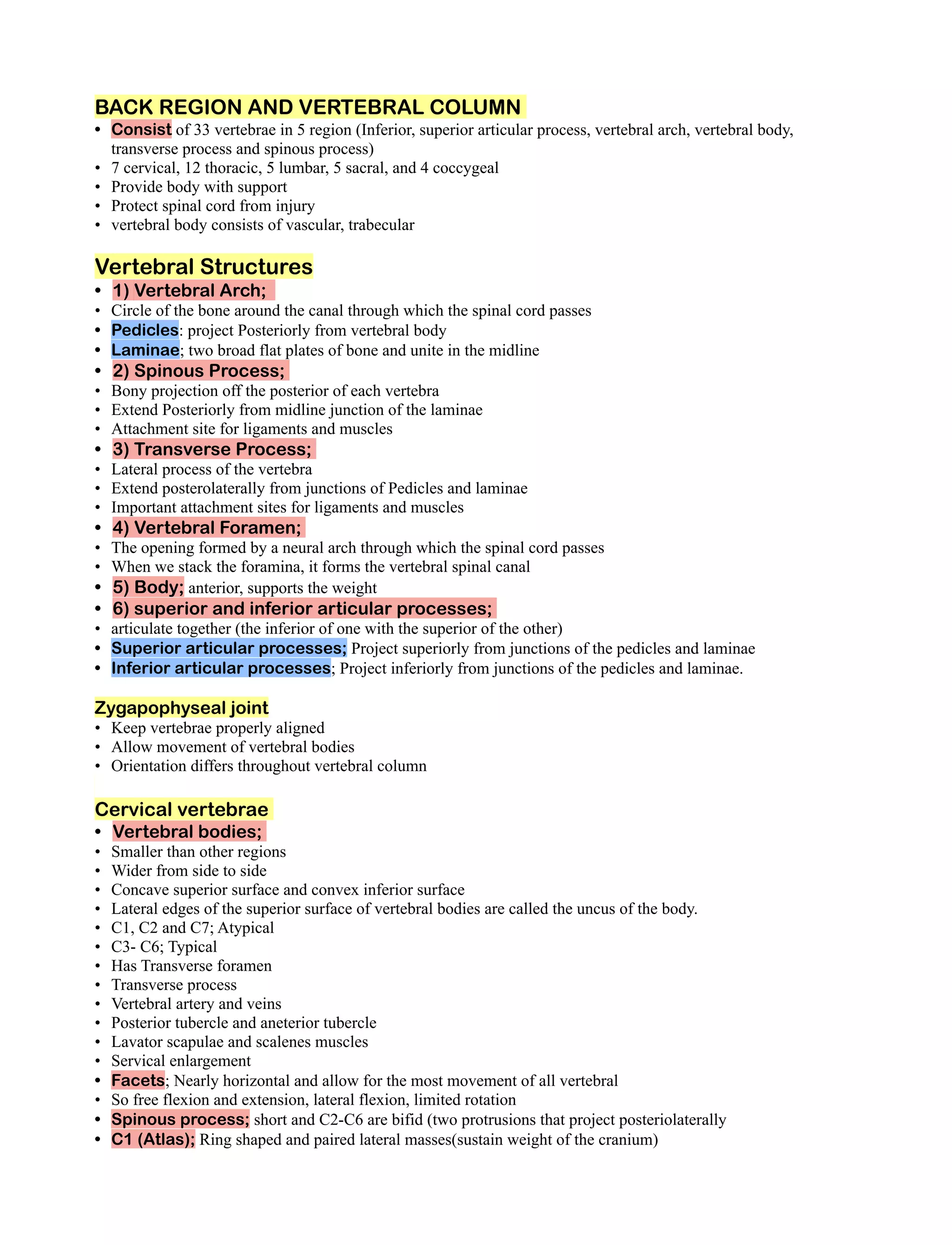 BACK REGION AND VERTEBRAL COLUMN .pdf | Death, Injury, or Military ...