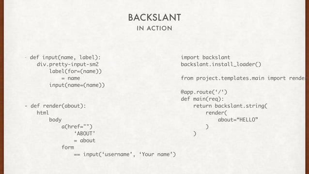 Backslant or python templates engines design guidelines. | PPT