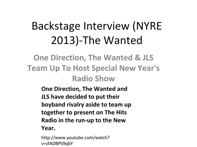 Backstage interview (nyre 2013) the wanted | PPT