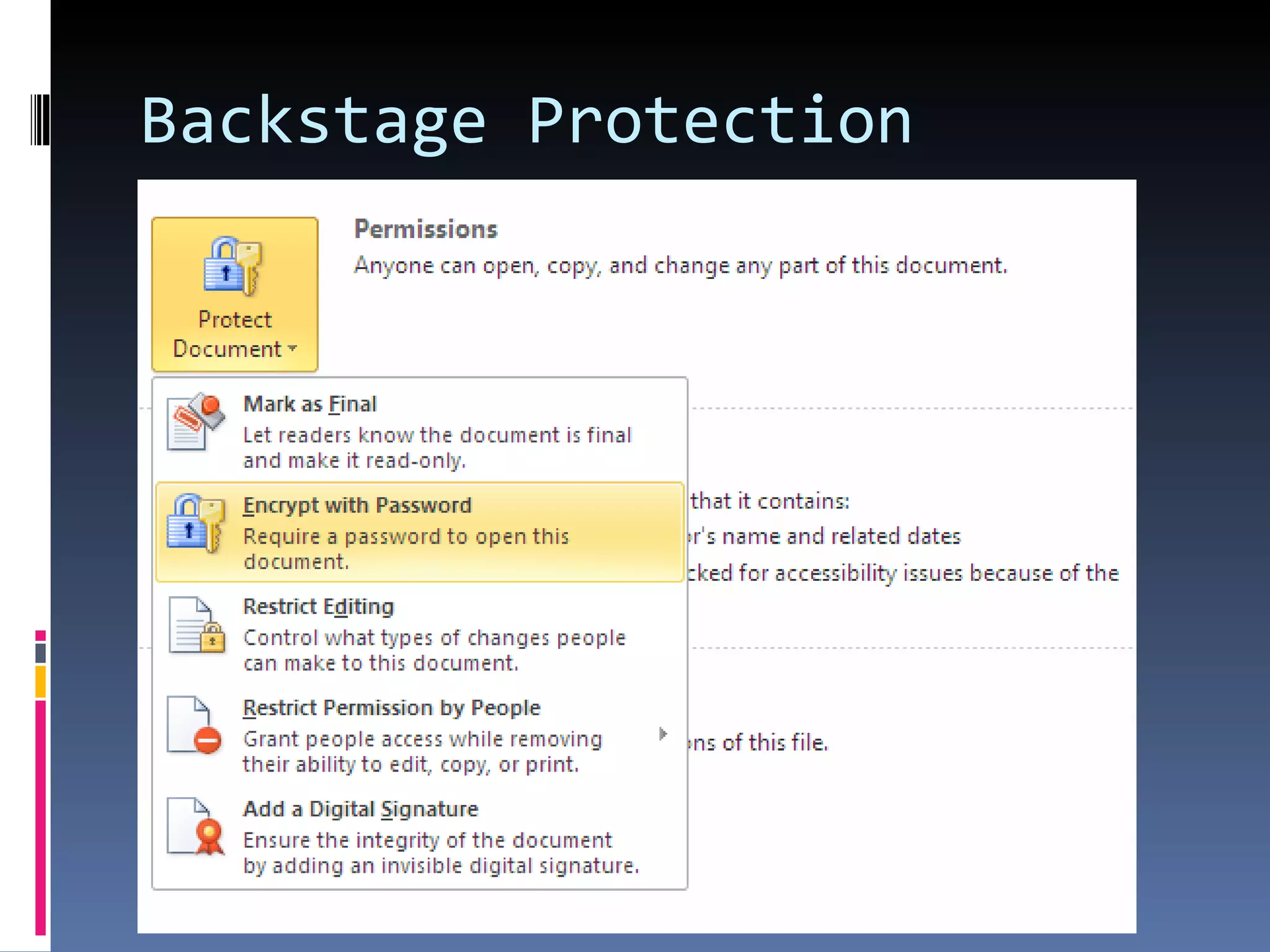Backstage view in_word_2010 | PPT | Desktop Publishing | Computer ...