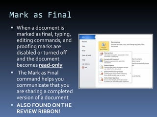 Backstage view in_word_2010 | PPT | Desktop Publishing | Computer ...