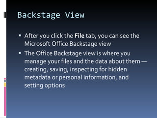 Backstage view in_word_2010 | PPT | Desktop Publishing | Computer ...