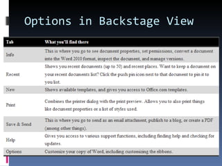 Backstage view in_word_2010 | PPT | Desktop Publishing | Computer ...