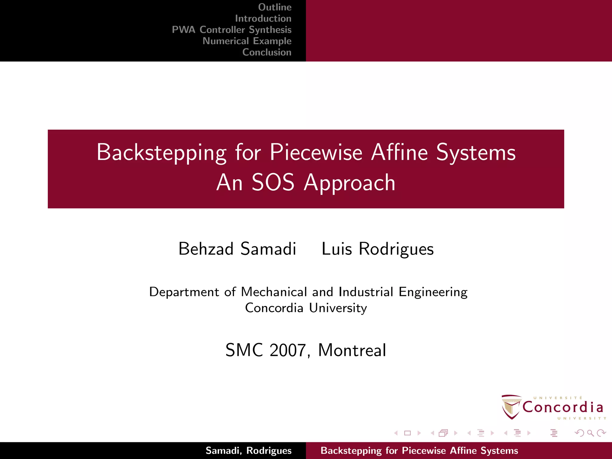 Backstepping for Piecewise Affine Systems: A SOS Approach | PPT