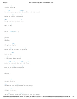 Back to me chords by cueshe @ ultimate guitar | PDF