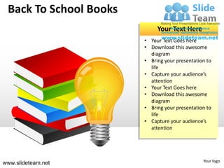Back to school education books powerpoint presentation slides. | PPT