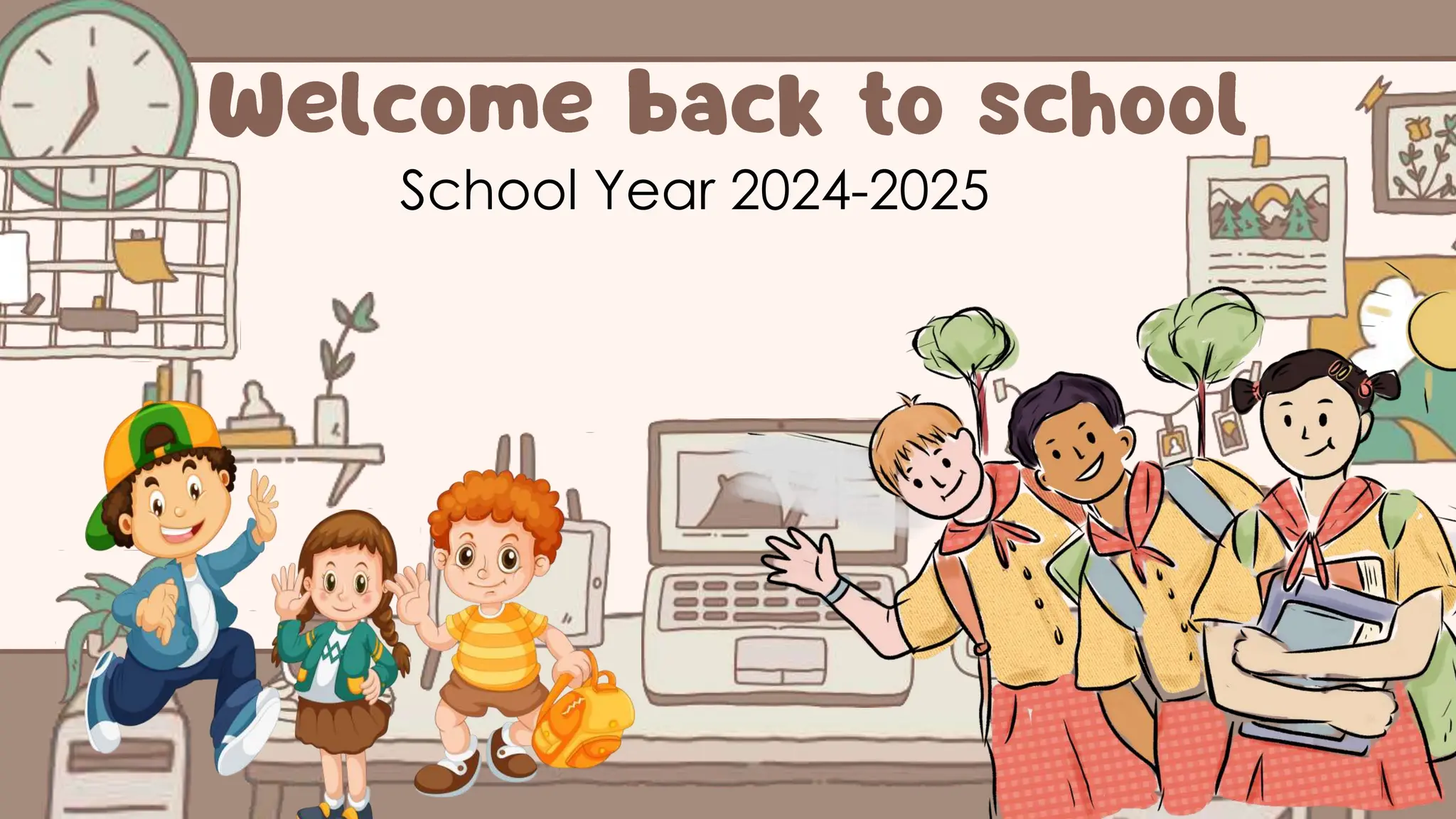 Back to School First Day Classroom Orientation Presentation in Brown ...