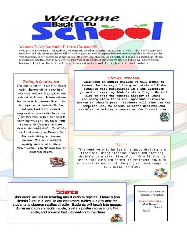 Back to School Newsletter | DOCX