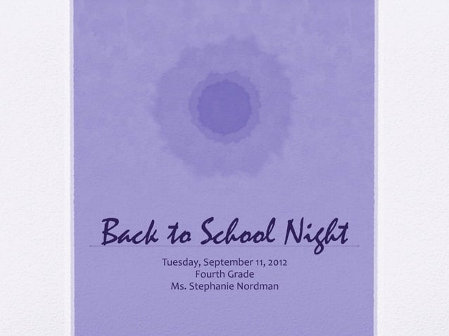 Back to school night | PPT