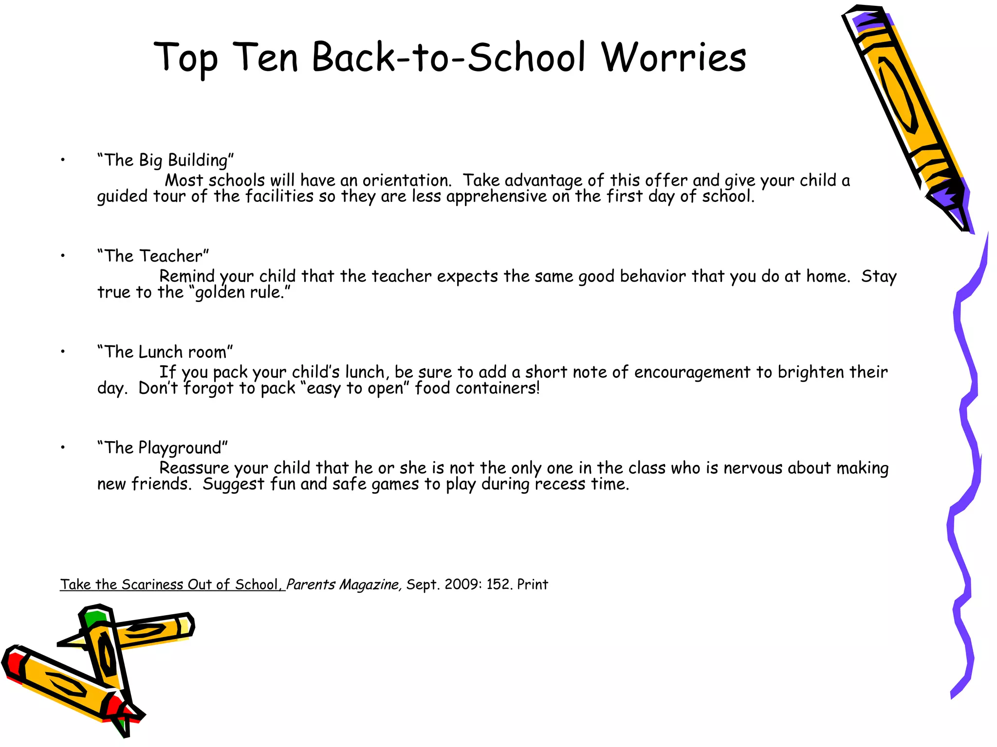 Back To School Worries | PPT | Daycare and Pre-School | Parenting