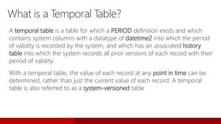 Back to the future - Temporal Table in SQL Server 2016 | PPTX