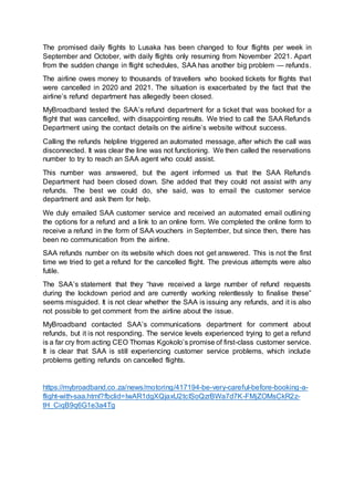 Back to the skies south african airline industry | PDF
