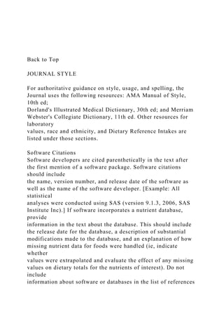 Back to Top JOURNAL STYLEFor authoritative guidance on.docx