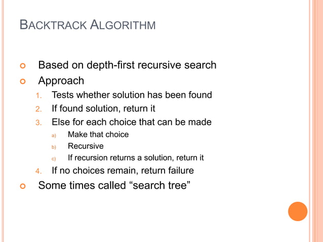 Backtrack search-algorithm | PPT