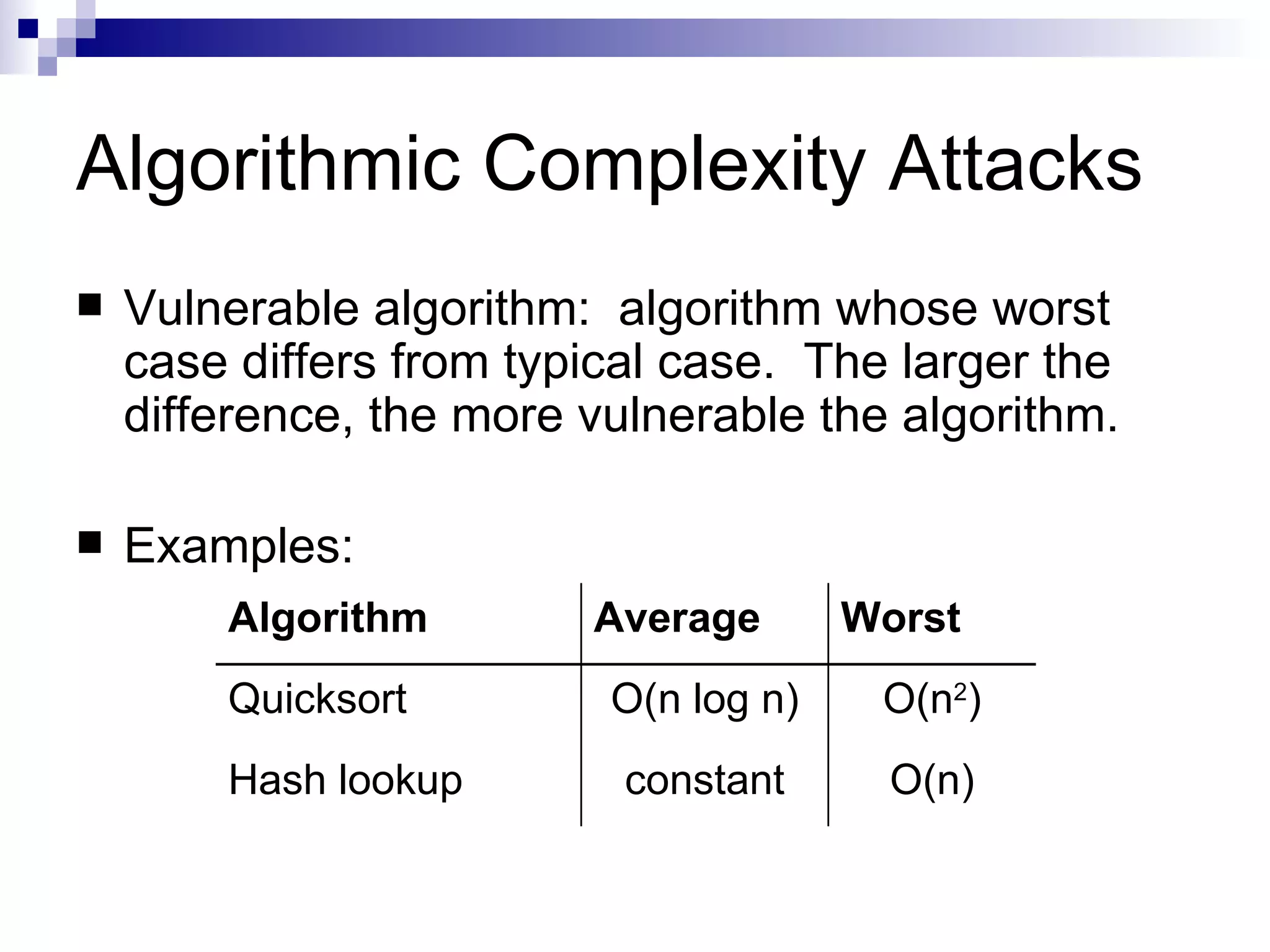 Backtracking Algorithmic Complexity Attacks Against A Nids Ppt 