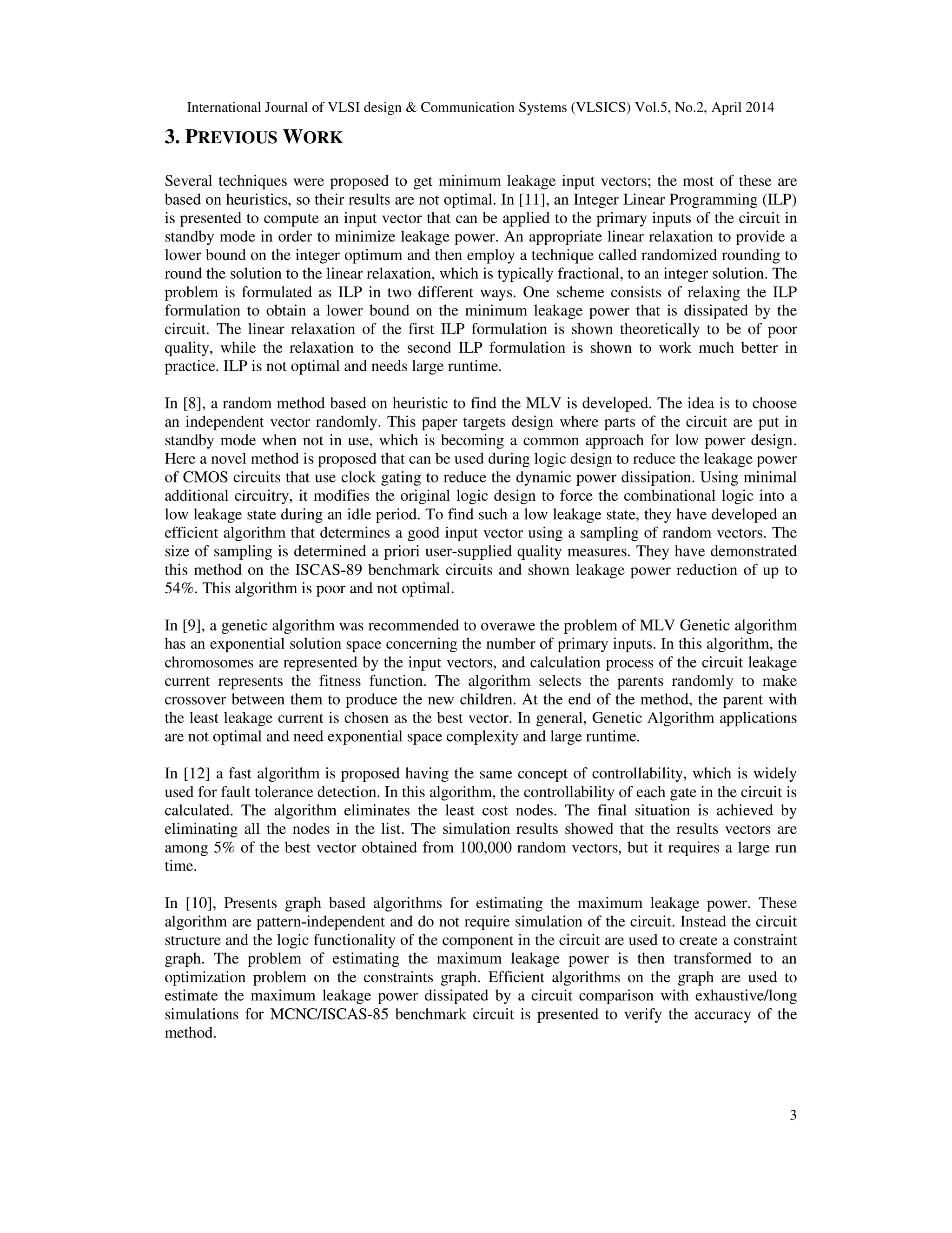Back Track Input Vector Algorithm For Leakage Reduction In Cmos Vlsi