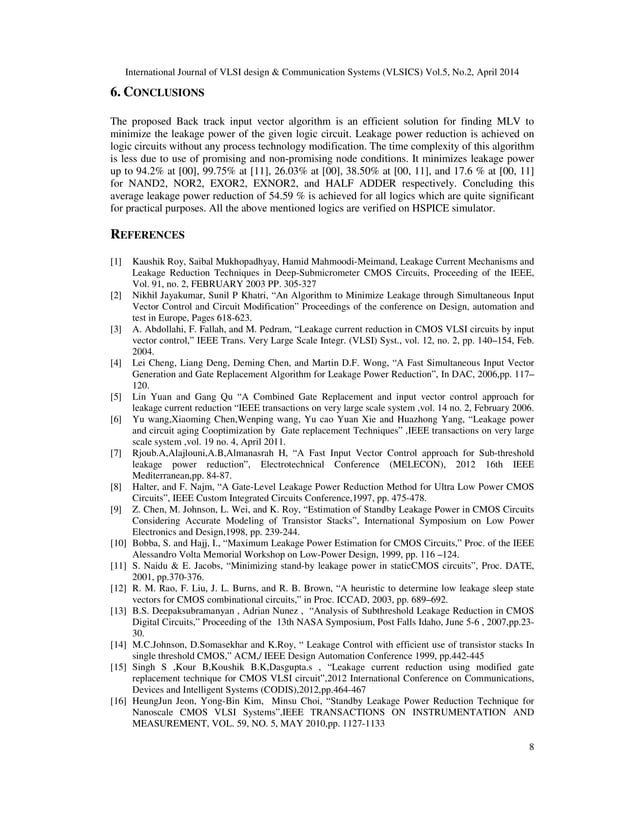 Back Track Input Vector Algorithm For Leakage Reduction In Cmos Vlsi Digital Circuit Design Pdf