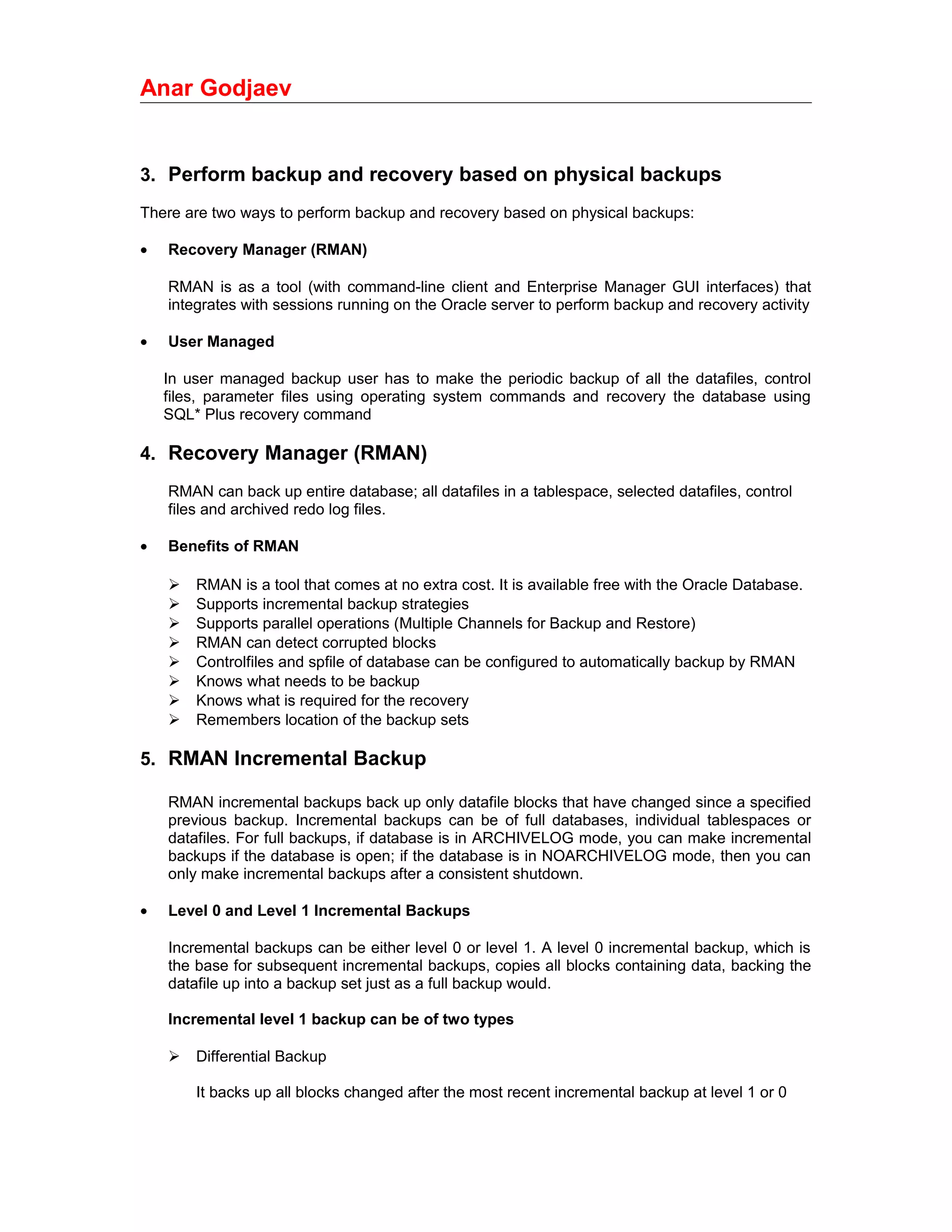 Backup and Recovery Procedure | DOC