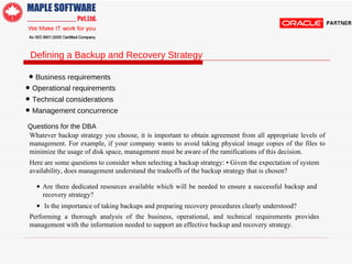 Backup And Recovery | PPT
