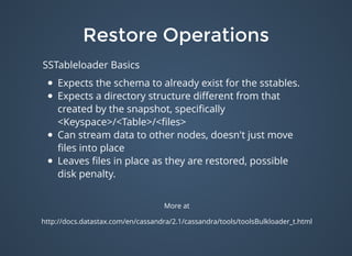DataStax: Backup and Restore in Cassandra and OpsCenter | PDF