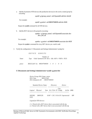 Backup of Microsoft SQL Server in EMC Symmetrix Environments ... | PDF