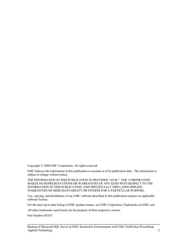 Backup of Microsoft SQL Server in EMC Symmetrix Environments ... | PDF | Databases | Computer ...