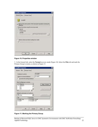 Backup of Microsoft SQL Server in EMC Symmetrix Environments ... | PDF