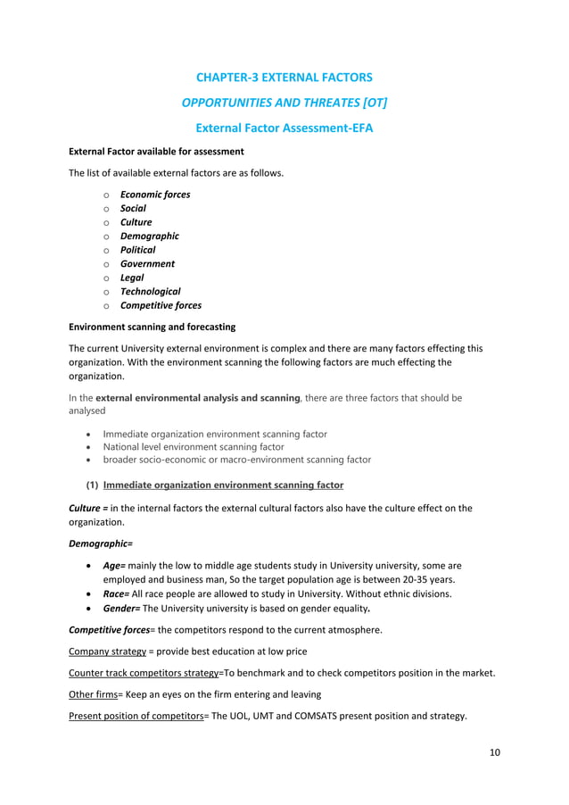 Template-internal & external factor assessment | PDF