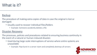 Backup and Disaster Recovery | PPTX | IT and Internet Support | Internet