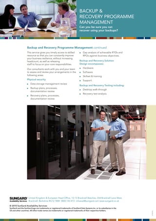 SunGard Backup & Recovery Programme Management | PDF | Business ...