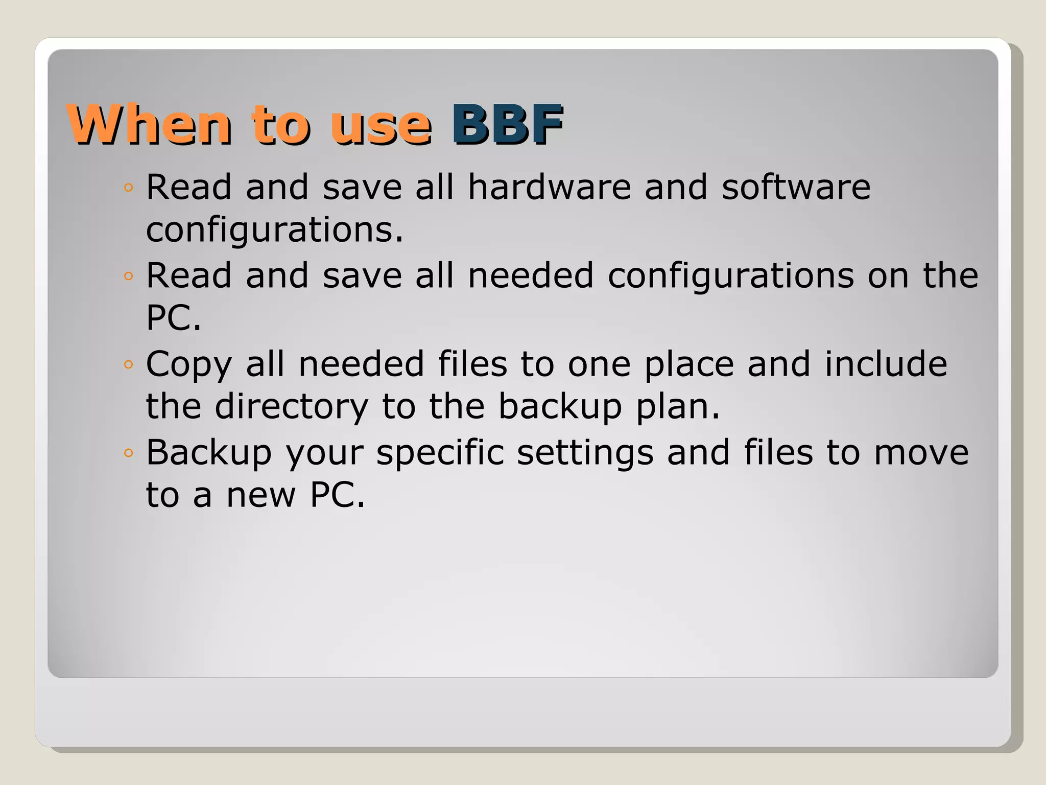 Backup before format (bbf) | PPT