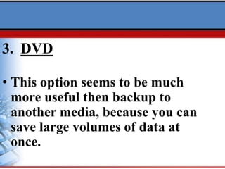 Backup Data (cloud storage).pptx | Data Storage and Warehousing | Computing