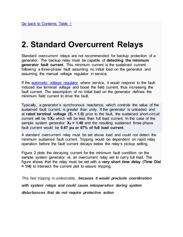 Backup fault protection for generators in case of a failure at the ...