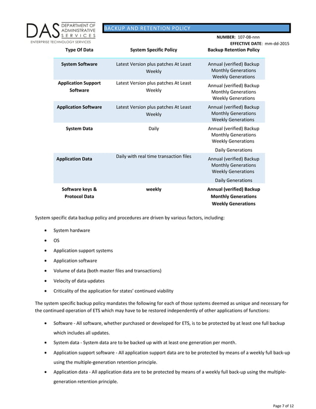 Backup policy template julie bozzi oregon | DOC | Data Storage and ...