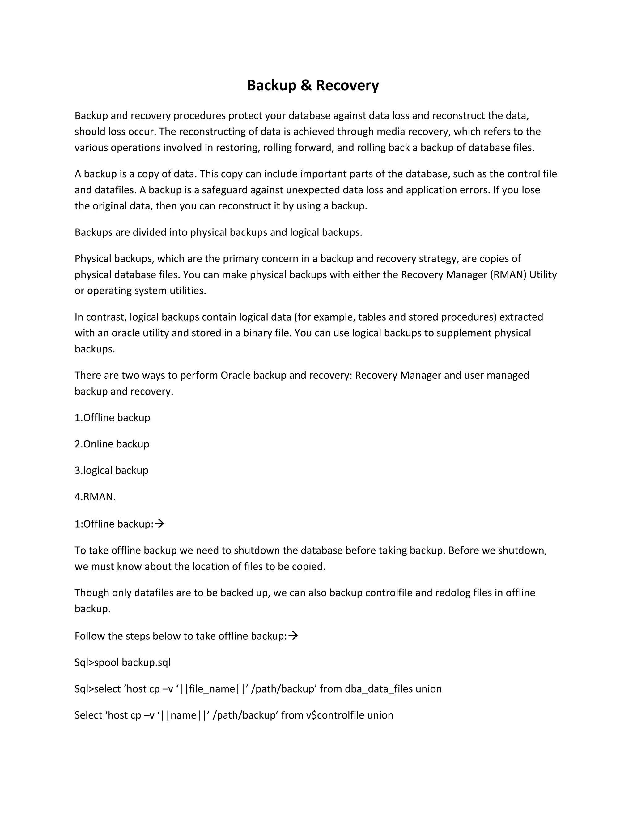 Backup&recovery | PDF